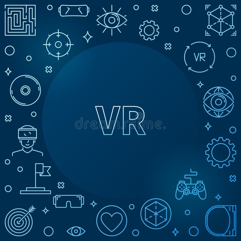 Virtual Reality or VR Concept Outline Blue Vector Frame Stock Vector ...