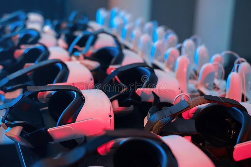 Virtual Reality VR Equipment on a Table Stock Image - Image of play ...