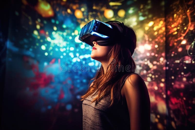 Virtual Reality (VR) Experiences, Generative AI Stock Illustration - Illustration of model ...
