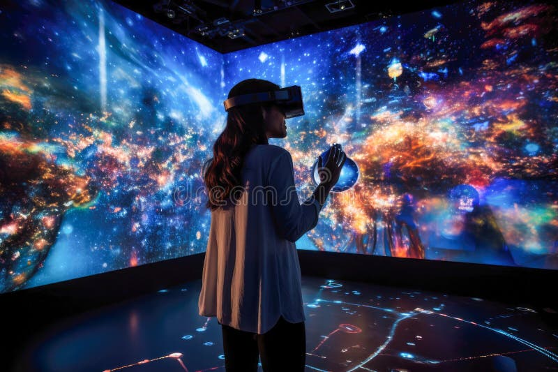 Virtual Reality (VR) Experiences, Generative AI Stock Illustration - Illustration of comics ...