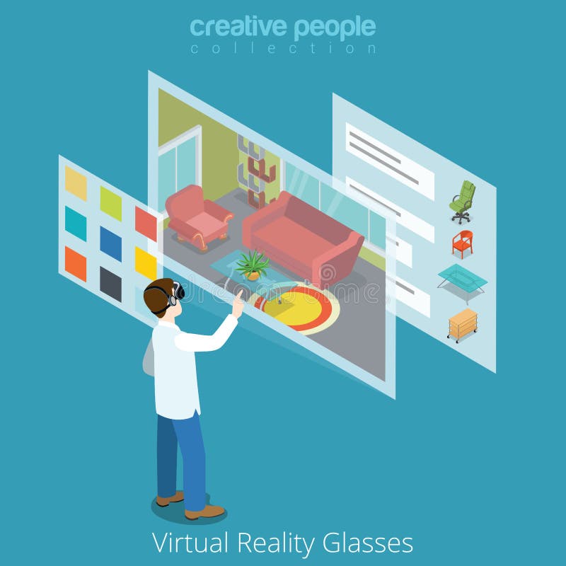 Virtual Reality VR Glass Application Flat Isometric Vector 3d Stock ...