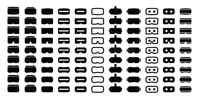 Virtual Reality VR Glasses Icons Stock Vector - Illustration of icon ...