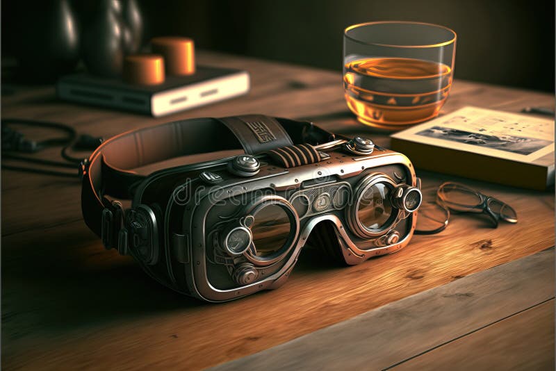 Virtual Reality or VR Goggles Sitting on Table, Generative AI Stock ...