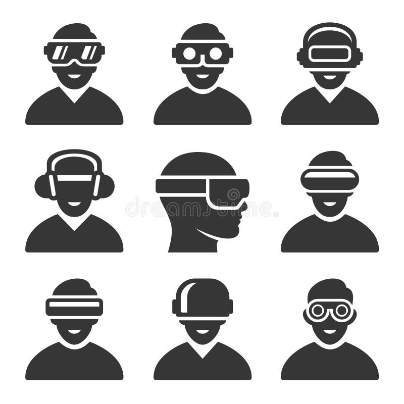 Virtual Reality VR Headset Icons Set. Vector Stock Vector ...