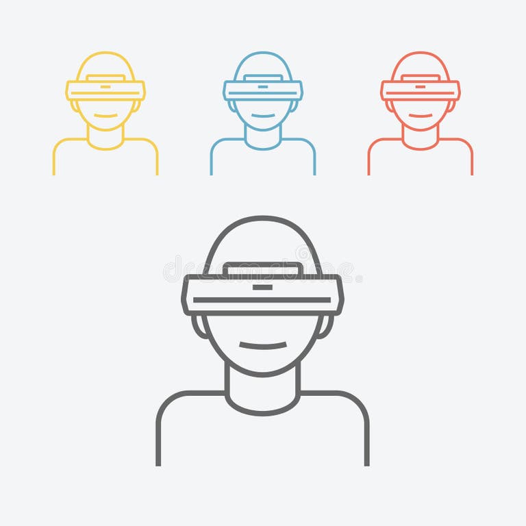 Virtual Reality VR . Line Icon Stock Vector - Illustration of ...