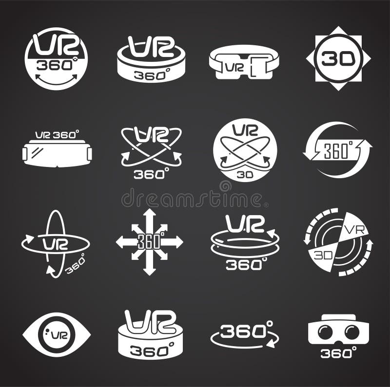 Virtual Reality VR Related Icons Set on Background for Graphic and Web ...