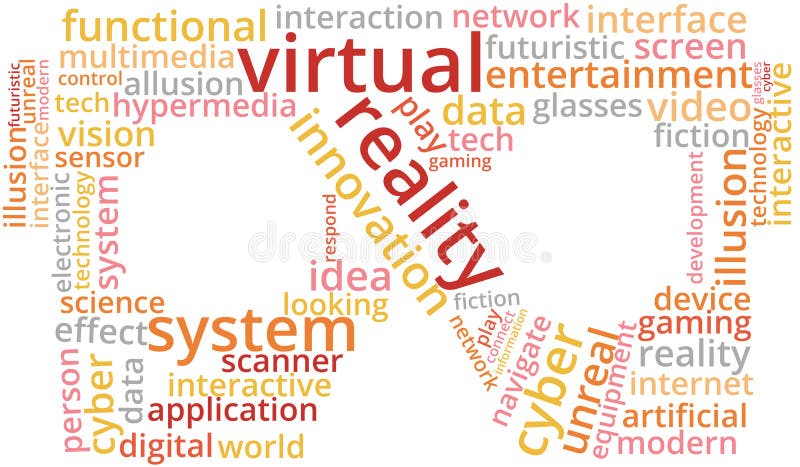 Virtual Reality Word Cloud Text Illustration in Shape of Goggles. Stock ...