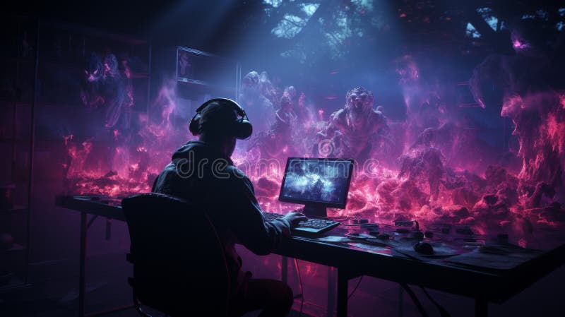 A Virtual Reality Workspace Filled with Eerie Halloween Elements during ...