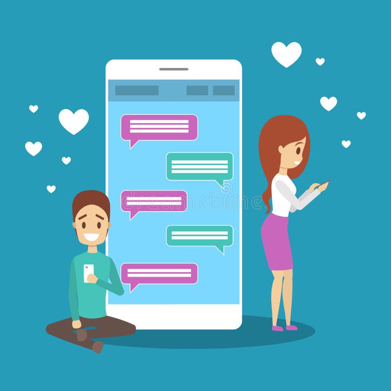 Virtual Relationship and Love Dialog. Communication between People ...