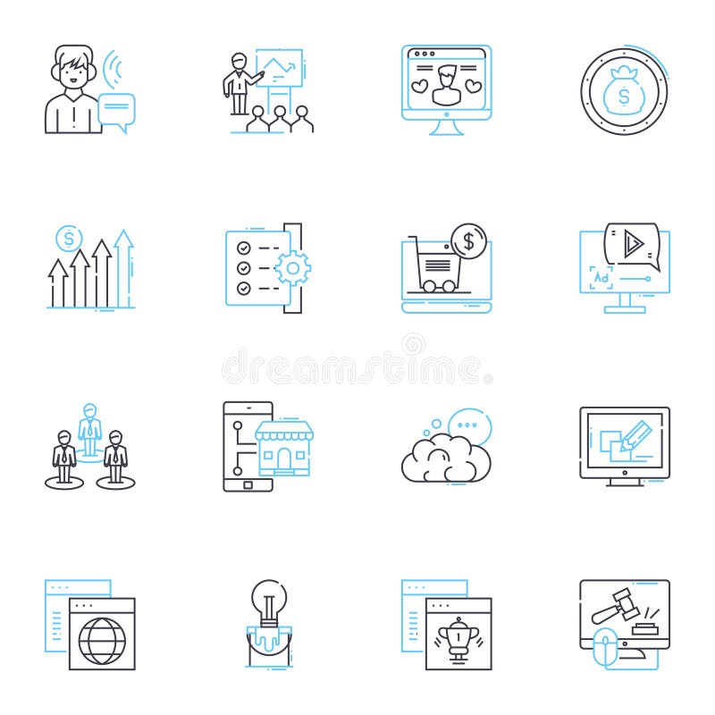 Virtual Reports Linear Icons Set. Interactive, Immersive, Accessible ...