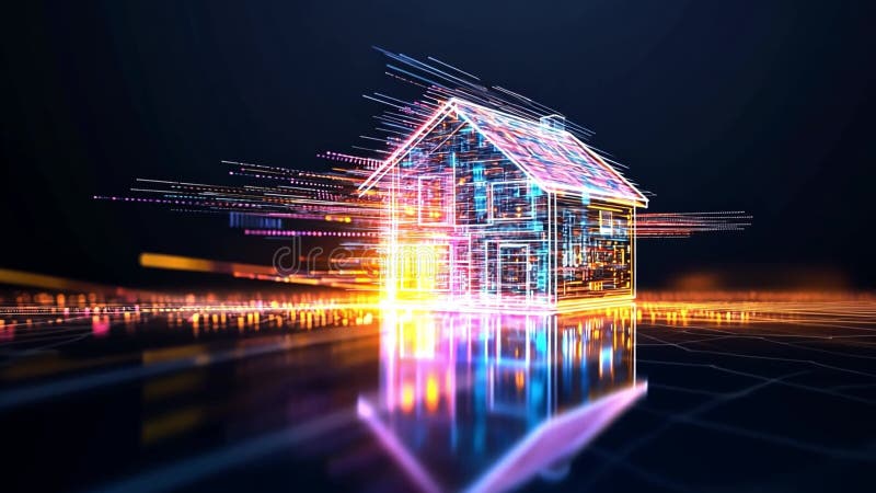 Virtual Representation of a Futuristic House Illuminated with Digital ...