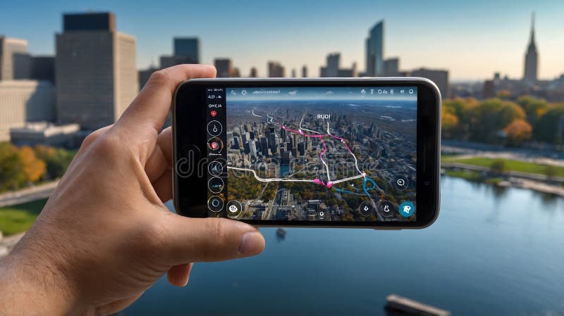 Virtual Routes and Landmarks Shown on Augmented Reality Map Via AR ...