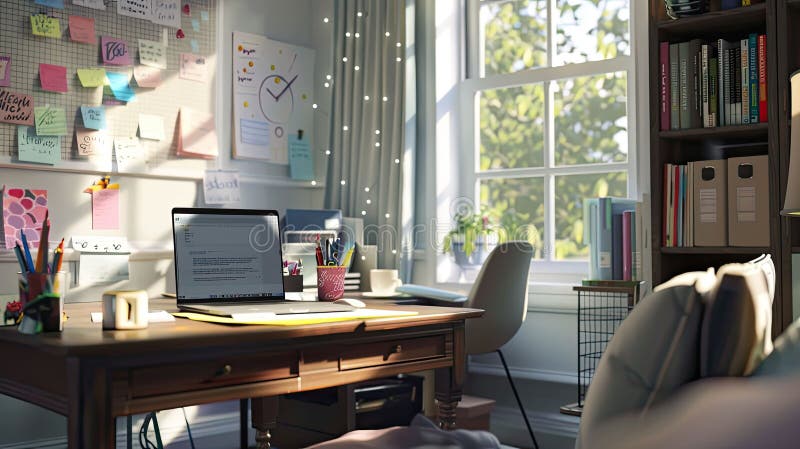 Virtual School and Work from Home Stock Illustration - Illustration of ...