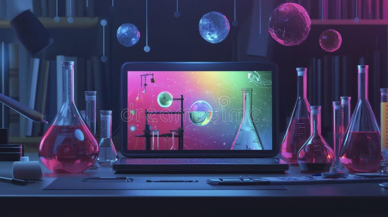 Virtual Science Experiment Simulation on a Laptop Surrounded by Lab ...
