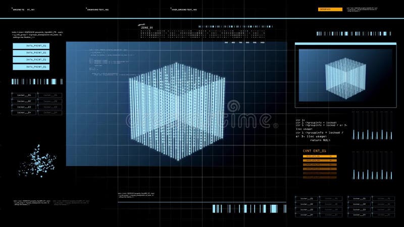 Virtual Screen with Cube 3d Rendering Over Black Stock Video - Video of ...