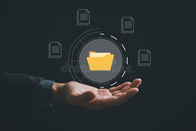 Virtual Screen Displaying Folder Icon and Automation Software Stock ...