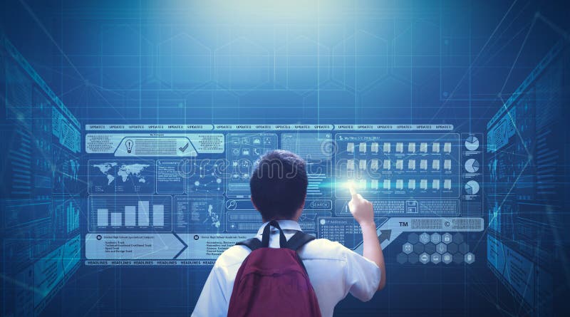 Virtual Screen Hologram Technology Stock Image - Image of files, access ...