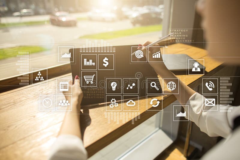 Virtual Screen Interface with Applications Icons. APPS. Strategy ...