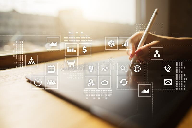 Virtual Screen Interface with Applications Icons. APPS. Strategy ...