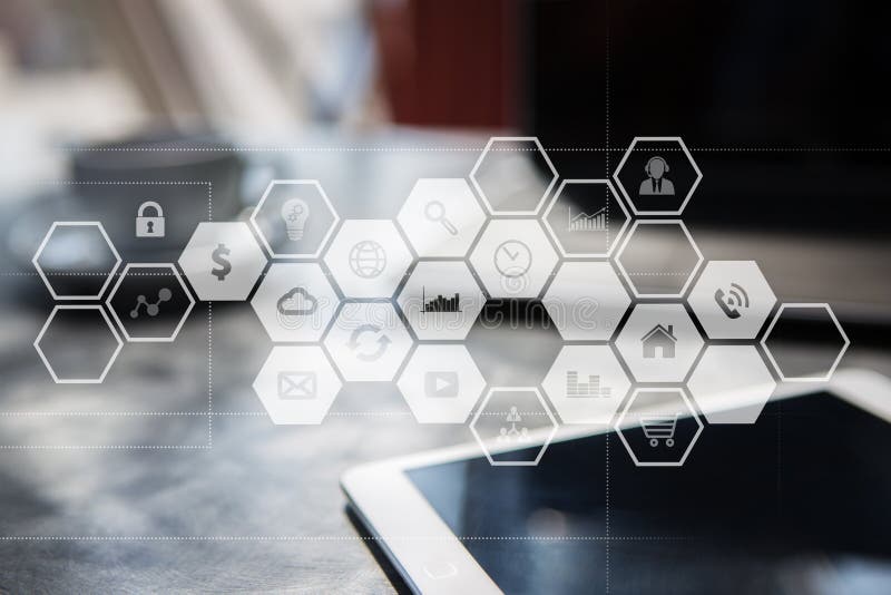 Virtual Screen Interface with Applications Icons. APPS. Technology ...