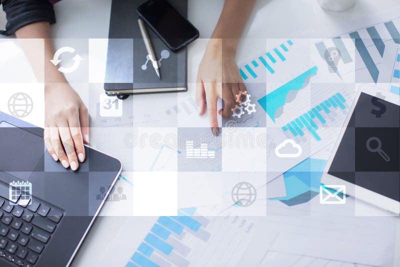 Virtual Screen Interface with Applications Icons. APPS. Technology ...