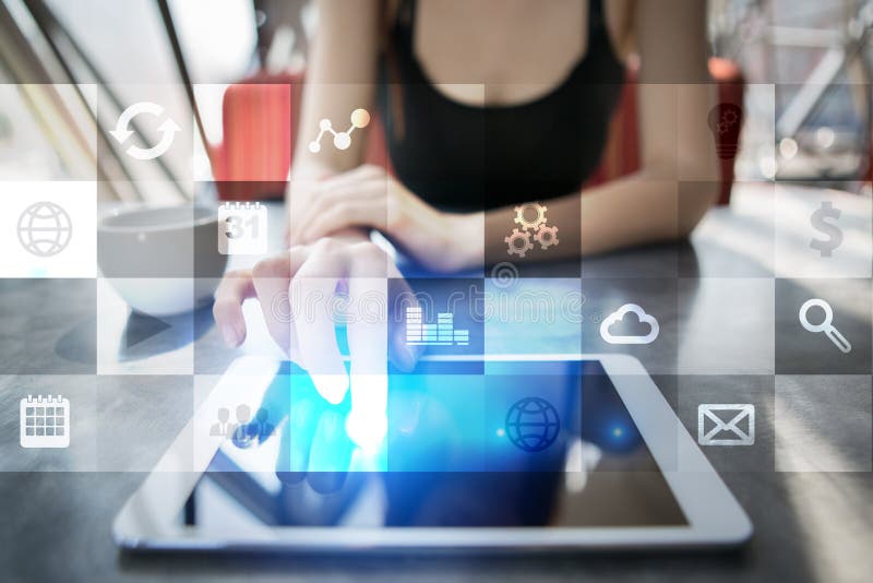 Virtual Screen Interface with Applications Icons. Internet Technology ...