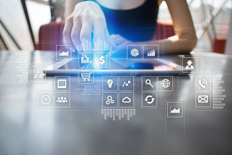 Virtual Screen Interface with Applications Icons. Internet Technology ...