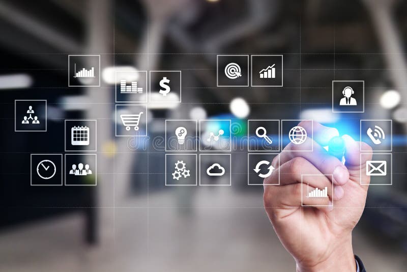Virtual Screen Interface with Applications Icons. Internet Technology ...