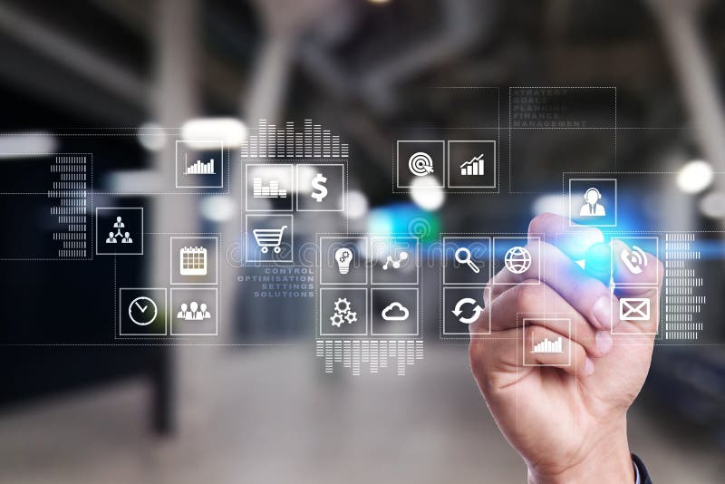 Virtual Screen Interface with Applications Icons. Strategy Planning ...