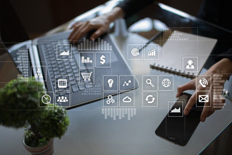 Virtual Screen Interface with Applications Icons. Internet Technology ...