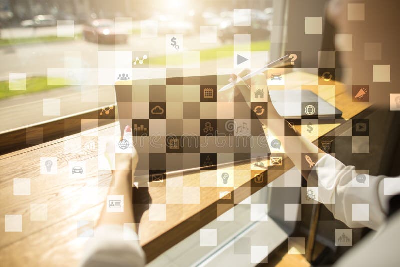 Virtual Screen Interface with Applications Icons. Internet Technology ...