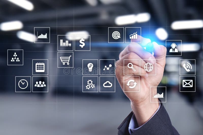 Virtual Screen Interface with Applications Icons. Internet Technology ...