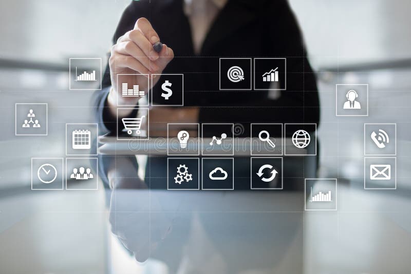 Virtual Screen Interface with Applications Icons. Internet Technology ...