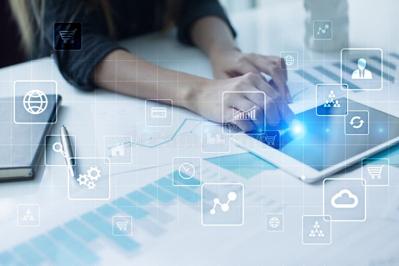 Virtual Screen Interface with Applications Icons. Internet Technology ...