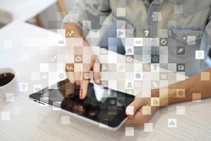Virtual Screen Interface with Applications Icons. Strategy Planning ...