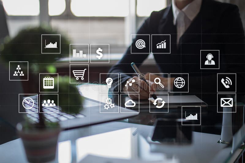 Virtual Screen Interface with Applications Icons. APPS. Strategy ...