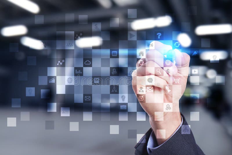 Virtual Screen Interface with Applications Icons. APPS. Strategy ...