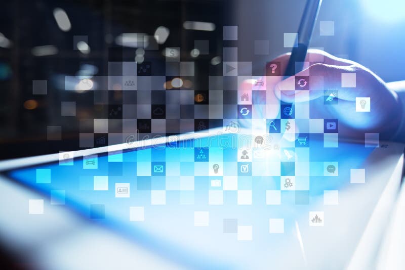 Virtual Screen Interface with Applications Icons. APPS. Strategy ...