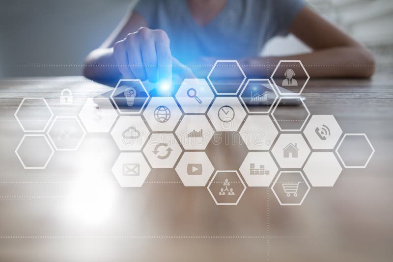 Virtual Screen Interface with Applications Icons. APPS. Strategy ...