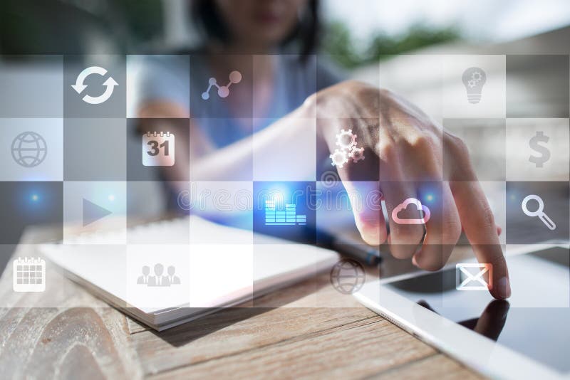 Virtual Screen Interface with Applications Icons. APPS. Strategy ...