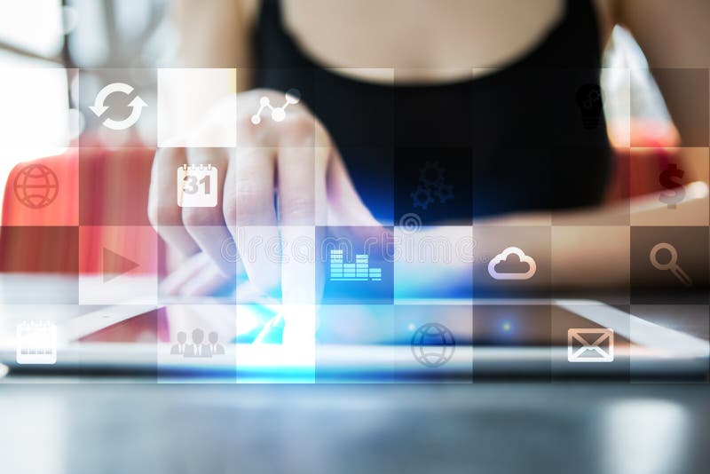 Virtual Screen Interface with Applications Icons. APPS. Strategy ...