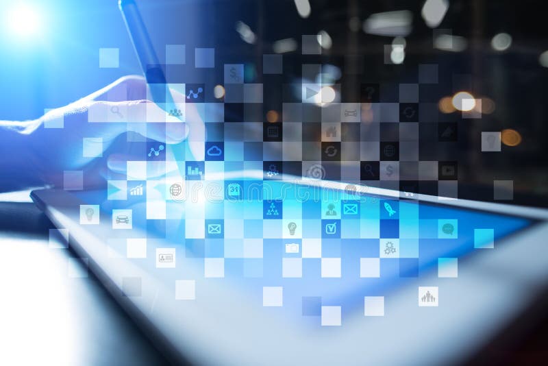 Virtual Screen Interface with Applications Icons. APPS. Strategy ...