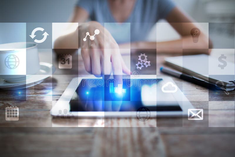 Virtual Screen Interface with Applications Icons. APPS. Strategy ...