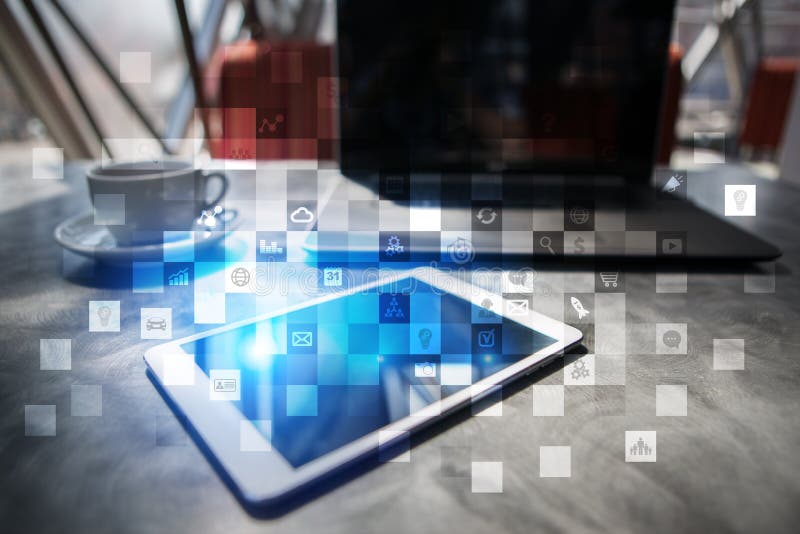 Virtual Screen Interface with Applications Icons. APPS. Strategy ...