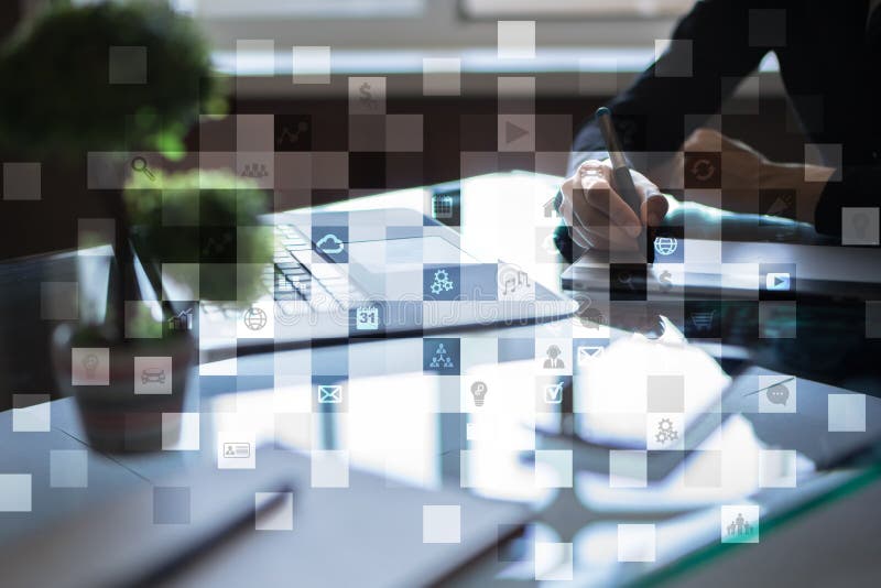 Virtual Screen Interface with Applications Icons. APPS. Strategy ...