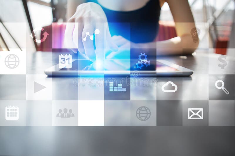 Virtual Screen Interface with Applications Icons. APPS. Strategy ...