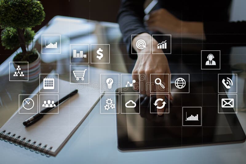 Virtual Screen Interface with Applications Icons. APPS. Strategy ...