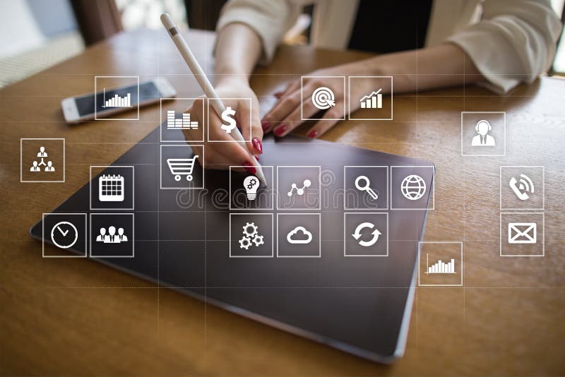 Virtual Screen Interface with Applications Icons. APPS. Strategy ...