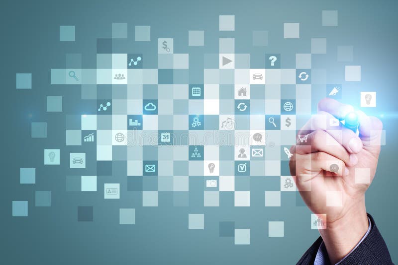 Virtual Screen Interface with Applications Icons. APPS. Strategy ...