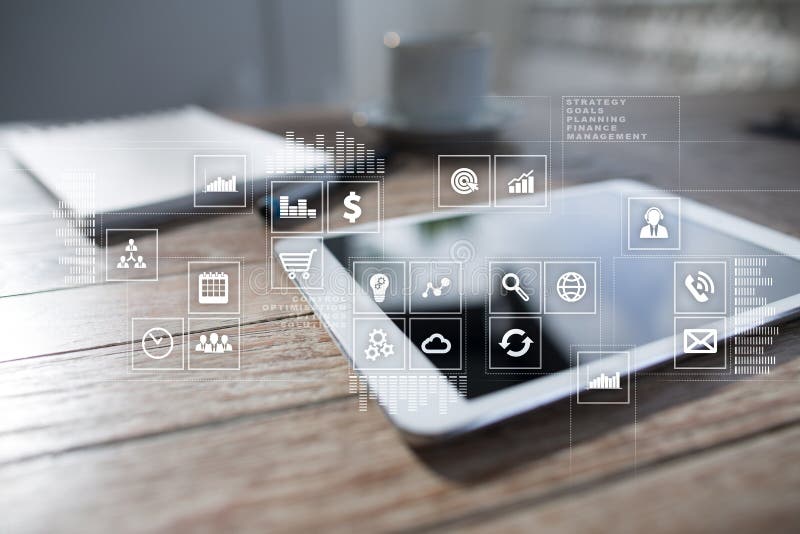 Virtual Screen Interface with Applications Icons. APPS. Strategy ...